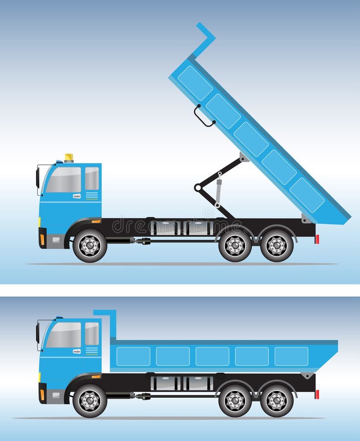 Side View of Red Trailer Dump Truck Stock Vector - Illustration of ...
