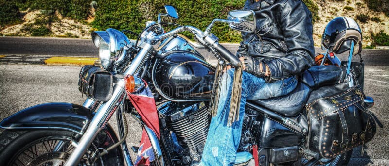 Side View of a Biker on a Classic Motorcycle Stock Photo - Image of ...