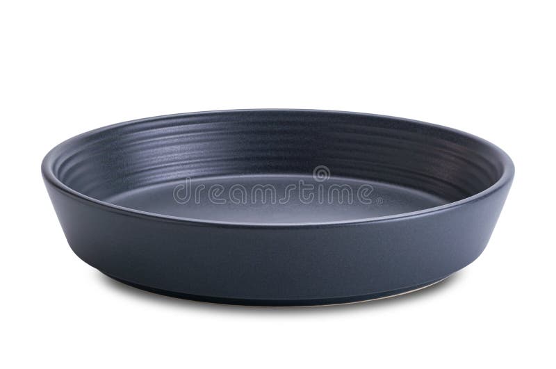 Side View of Black Ceramic Plate Isolated on White Background Stock ...