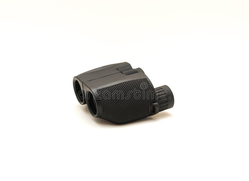 Side View a Black Compact Binoculars with Rubber Armor Ergonomic Steady ...