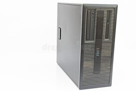 Side View of a Black Desktop Computer Isolated on White Background ...