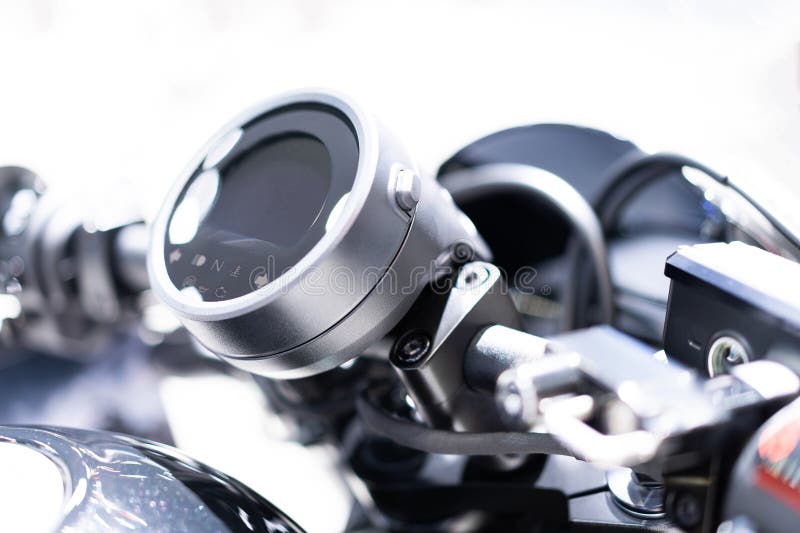 Side View of a Black Dial Showing the Speed of a Vintage Motorcycle ...