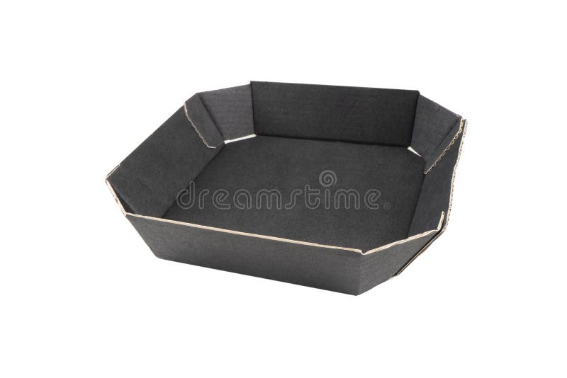 Side View Black Empty Disposable Paper Fast Food Tray Isolated on White ...