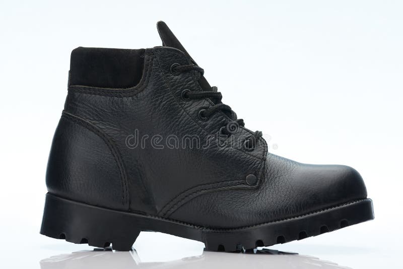 Side View of Black Leather Shoe Stock Photo - Image of side, closeup ...