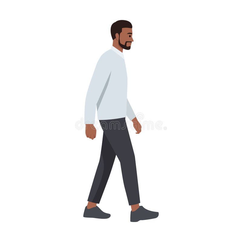 Side View of a Black Man Walking Forward Stock Illustration ...