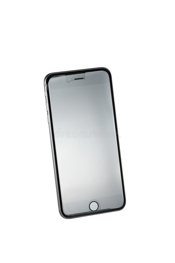 Side View of Black Mobile Phone Isolated on White Background Stock ...