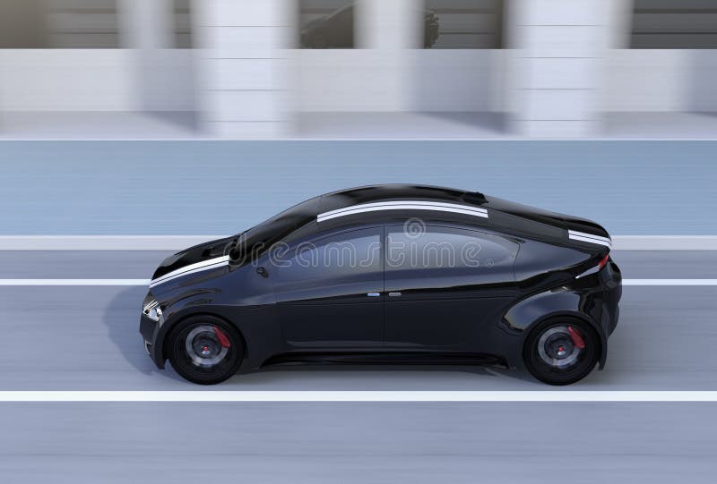 Side View of Black Sports Car Driving on the Street Stock Illustration ...