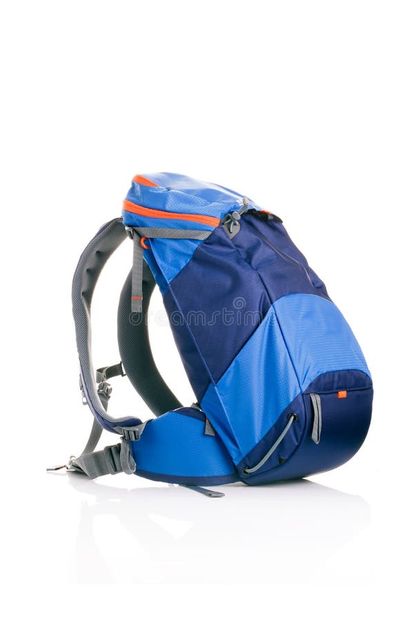 Side View of Blue Backpack Isolated Stock Image - Image of large ...