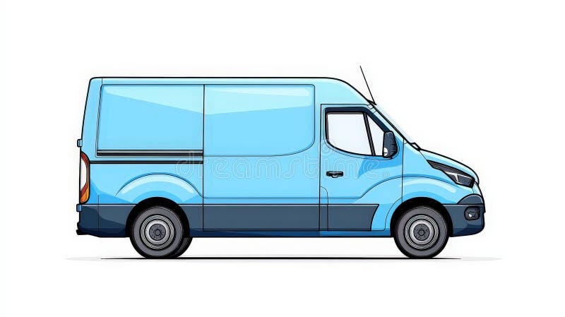 Side View of a Blue Delivery Van with Simple and Clean Design for ...