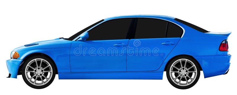 Side View Blue Sedan Car Isolated on White Background Stock Image ...