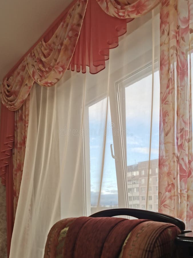 Side View of Blue Sky with Clouds through White Plastic Window Blowing ...