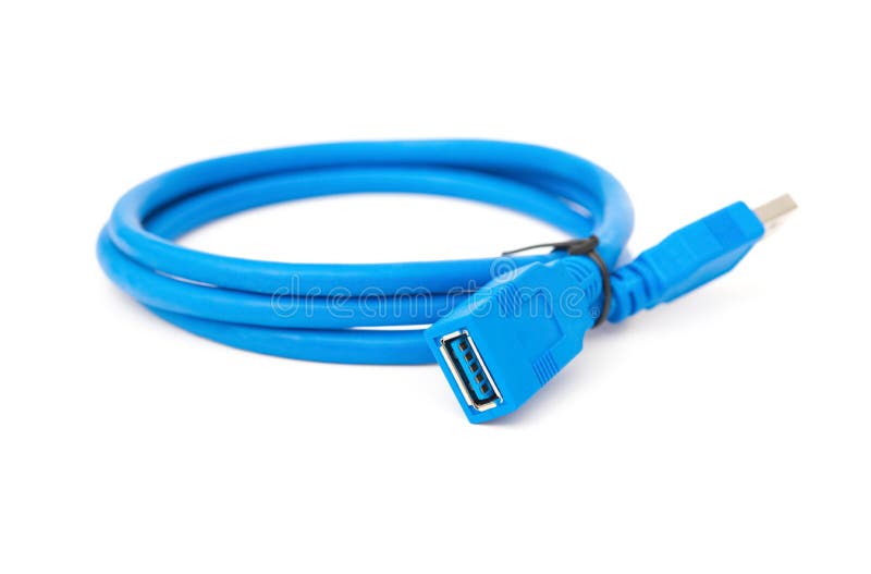 Top View Blue Usb Cable on White Background Stock Photo - Image of ...