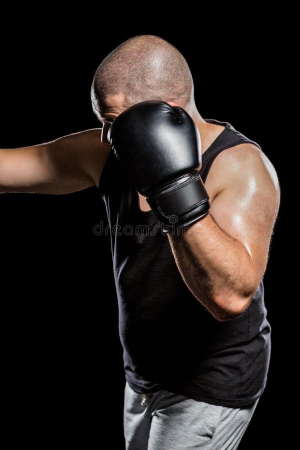 Side View Muscular Man Boxing Black Background Stock Photos - Free ...