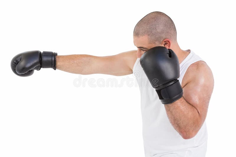 Side View of Boxer Hitting Straight Stock Photo - Image of aggression ...