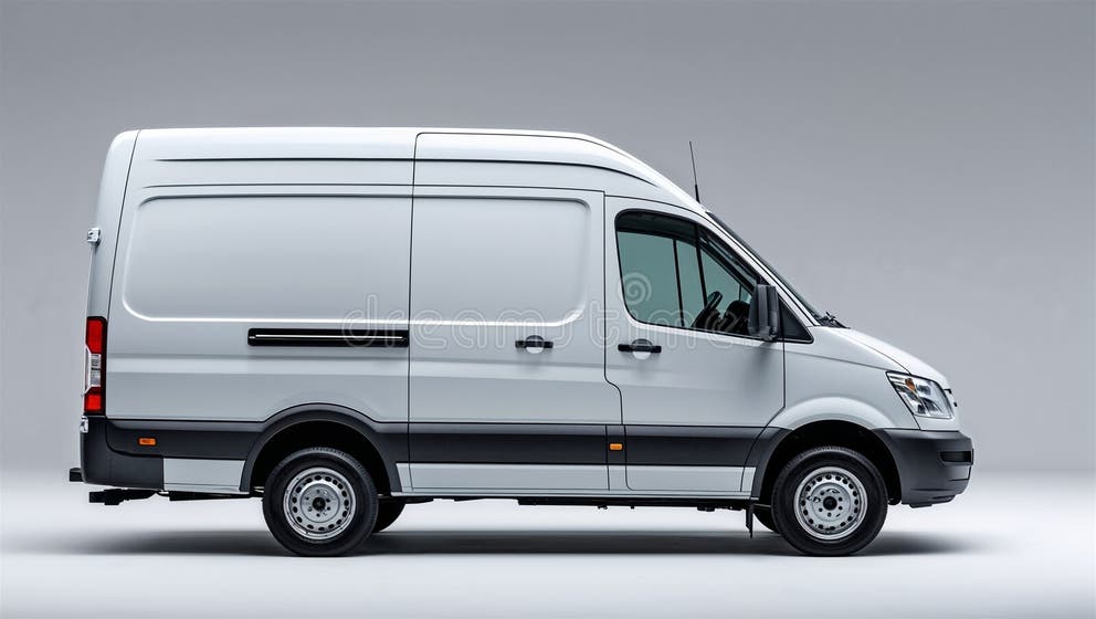Side View of a Boxy Step Van with Wide Side Panel and Cargo Bay on ...