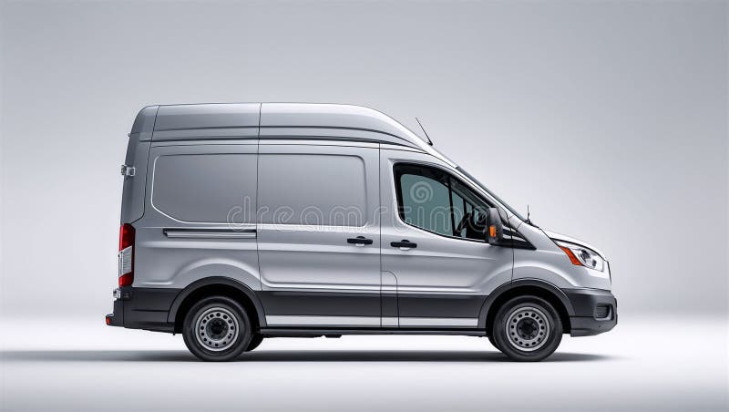 Side View of a Boxy Van with High Roof and Flat Sides Cleanly Isolated ...