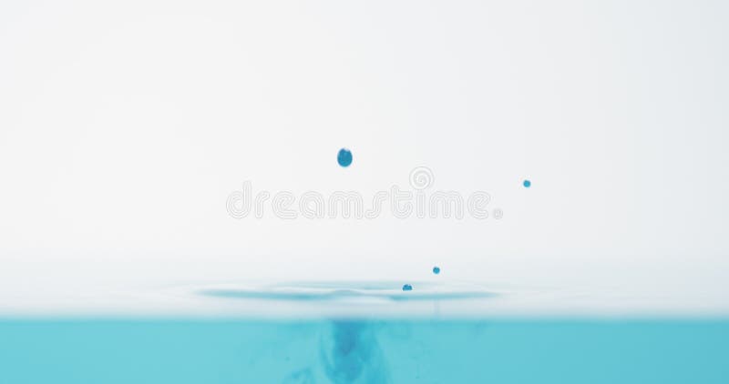 Side View of Bright Blue Water Drop with Accurate Splash Stock Image ...