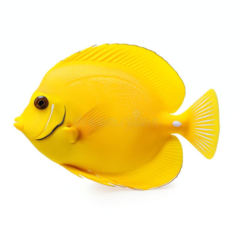 Side View of a Bright Yellow Tang Fish Against a White Background Stock ...