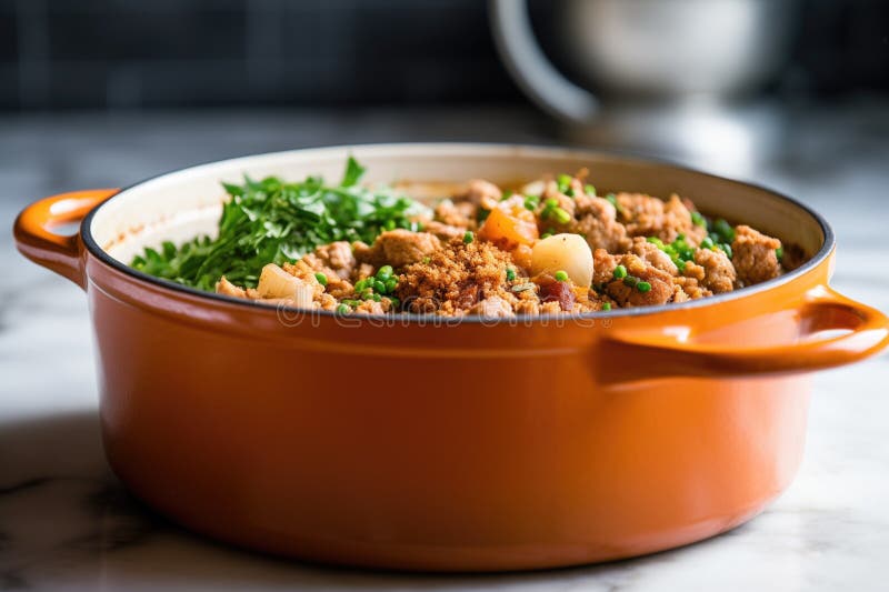 Side View of Bubbling Cassoulet in Pot Stock Photo - Image of cassoulet ...