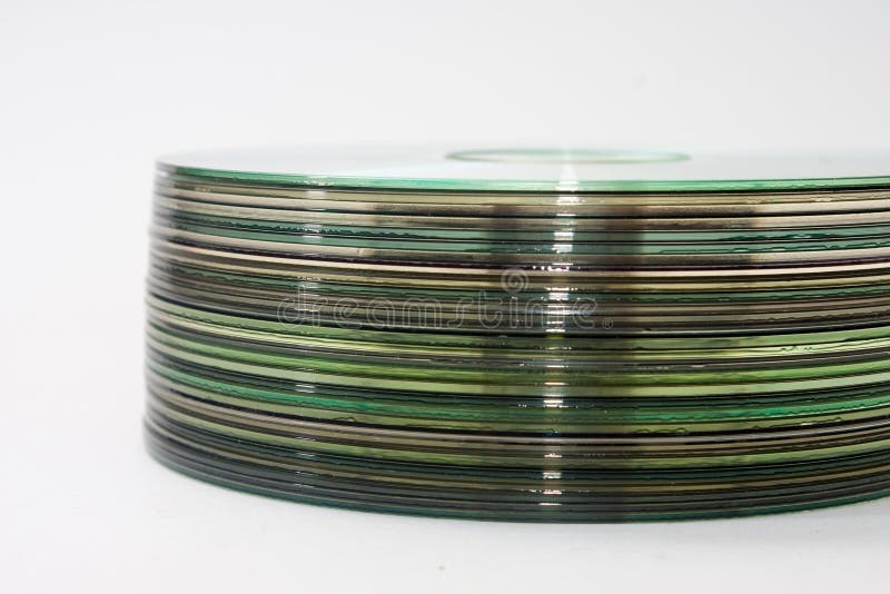 Side View of a Bunch of Old Compact Discs Stock Image - Image of ...