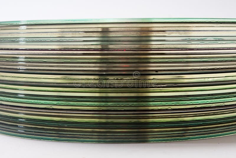 Side View of a Bunch of Old Compact Discs Stock Photo - Image of color ...