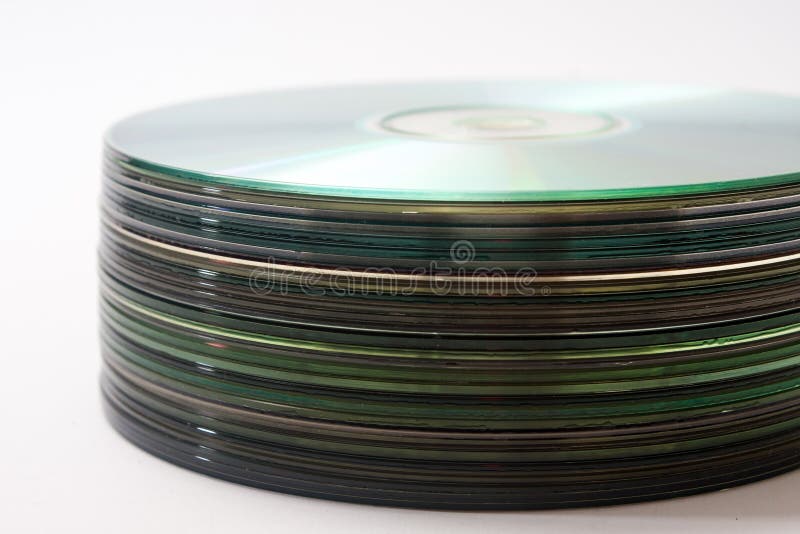 Side View of a Bunch of Old Compact Discs Stock Photo - Image of colors ...