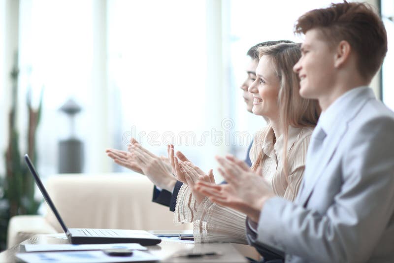 Side View.business Team Applauds the Speaker Stock Image - Image of ... Side View.business Team Applauds the Speaker Stock Image - Image of ...