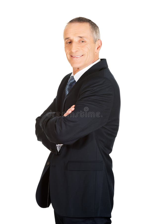 Side View of Businessman with Folded Arms Stock Image - Image of ...