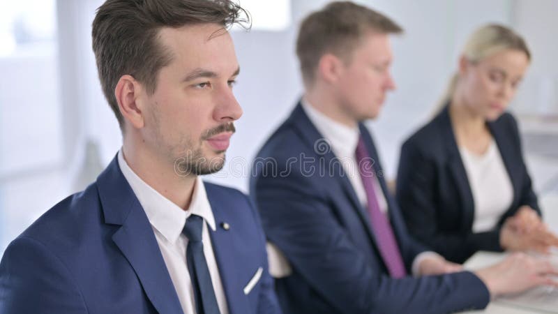 Side View of Businessman in Office Stock Image - Image of employee ...