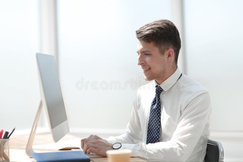 Businessman Typing on the Computer Keyboard. People and Technology ...
