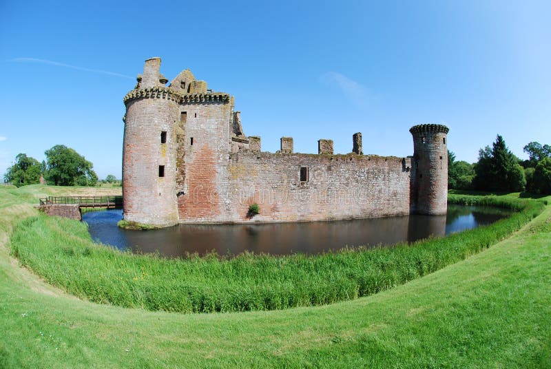 Side View of Caerlaverock Castle Stock Image - Image of structure ...