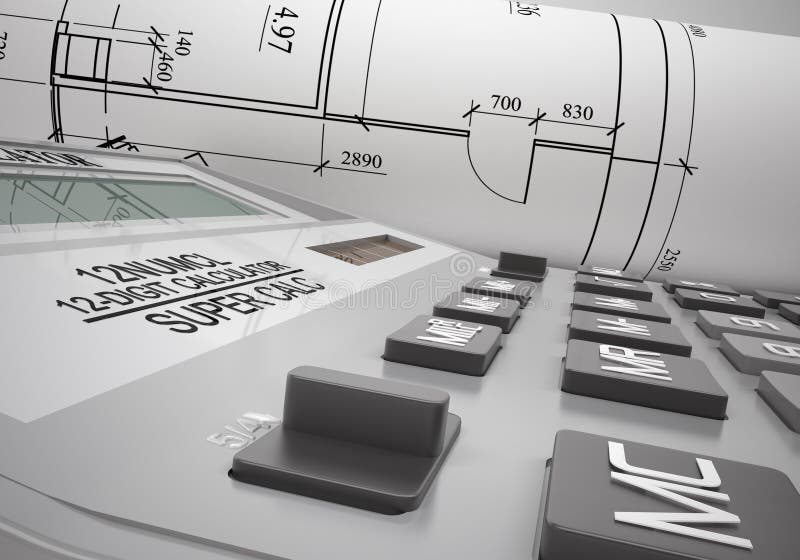 Side View of Calculator with Charts Stock Illustration - Illustration ...