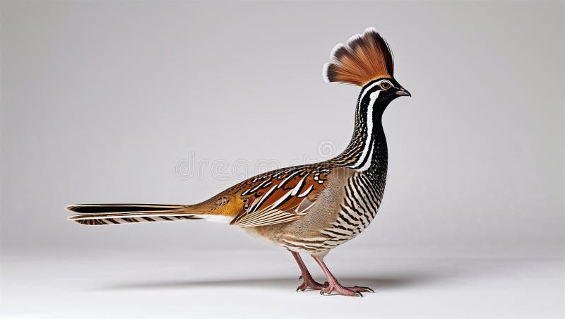 Side View of California Quail with Crest Tilted and Tail Down, Standing ...