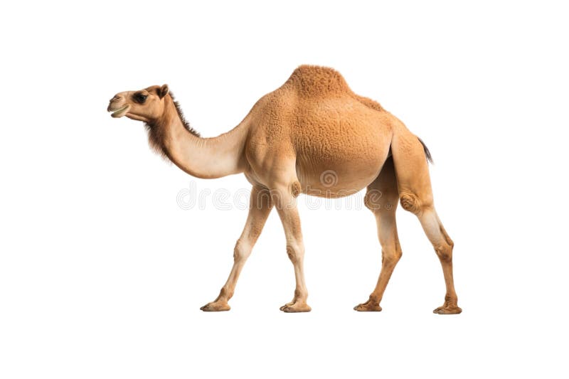 Side View of a Camel Standing Against a White Background. AI-generated ...