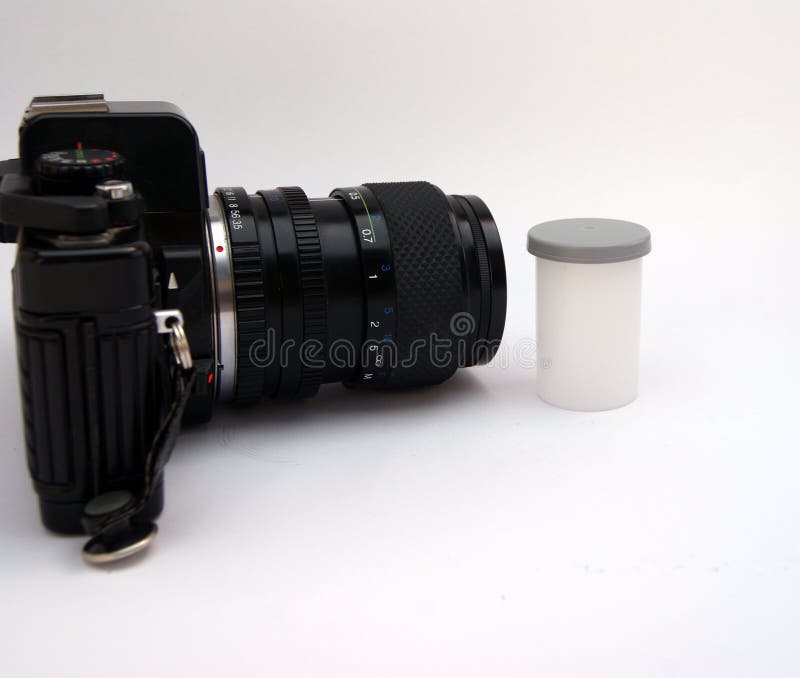 Side View of Camera and Film Roll Stock Image - Image of viewfinder ...