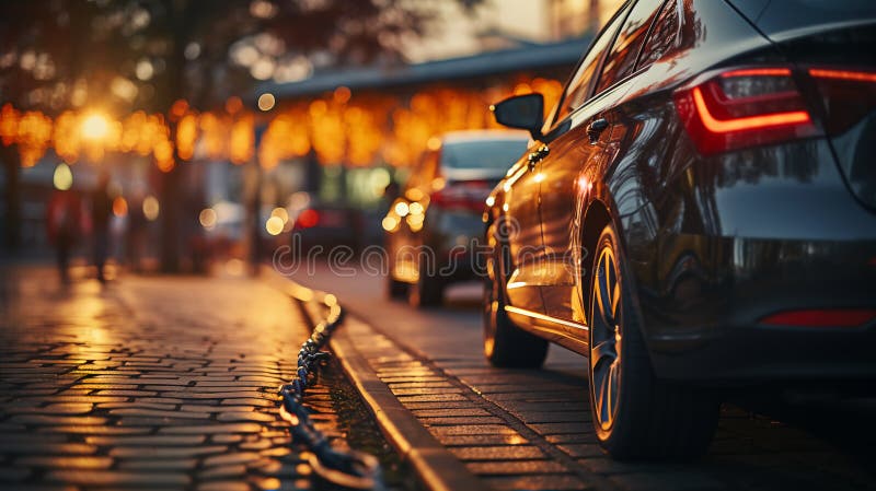 Side View of a Car in a Big City Stock Illustration - Illustration of ...