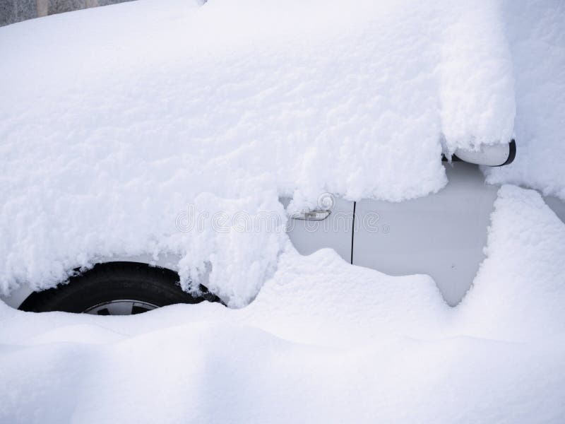 Side View of Car Completely Covered by Snow Stock Photo - Image of ...