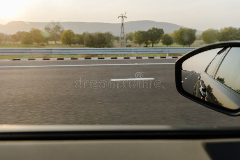 Side View of a Car Driving through the Delhi Mumbai Expressway in India ...