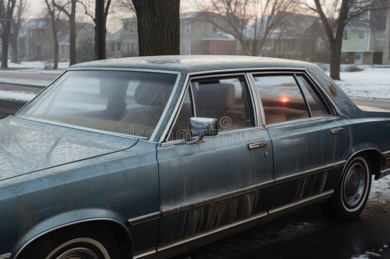 Side View of a Car with Icy Windows, Heater Vents Visible Stock ...