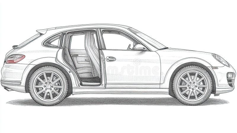 Side View of a Car with Open Door Stock Illustration - Illustration of ...