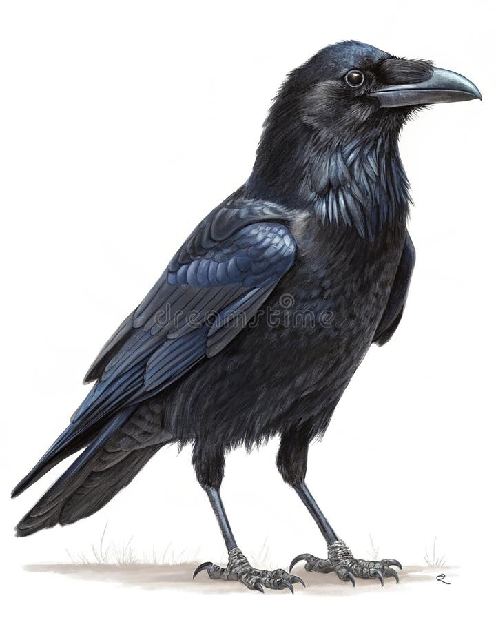 Side View of a Carrion Crow Isolated on White Stock Illustration ...