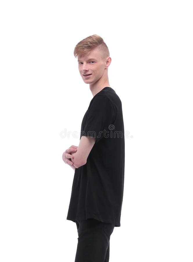 Side View. Casual Student Guy Looking Forward Stock Photo - Image of ...