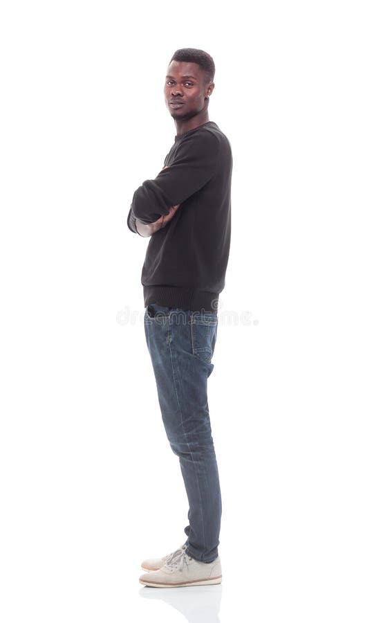 Casual Young Man Looking Forward . Isolated on White Stock Photo ...
