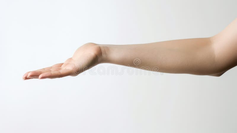 Outstretched Bare Human Arm Against Neutral Background Stock ...