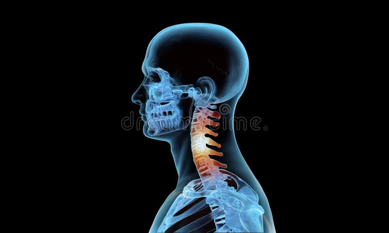 3D Medical Illustration of Neck Skeleton Cervical Pain Stock ...