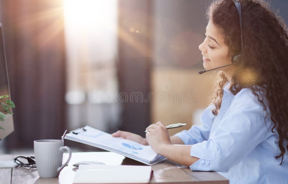 Profile Side View Portrait of Attractive Confident Girl Coding Writing ...