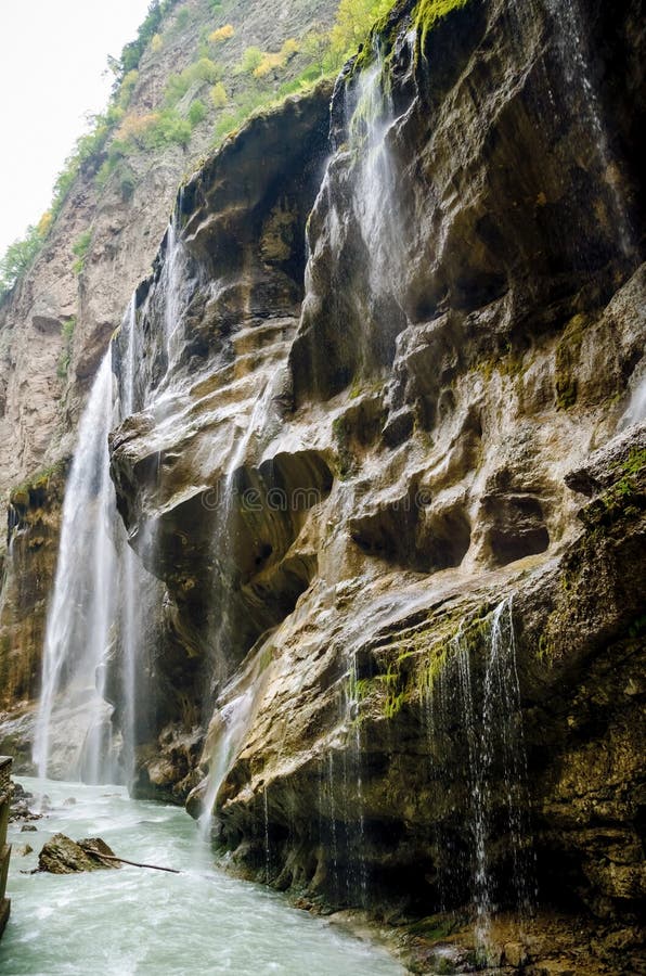 Side View Chegem Waterfalls Stock Image - Image of russian, flowing ...