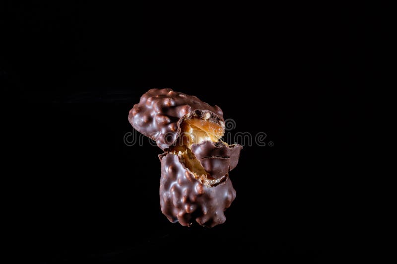 Side View of a Chocolate Bar. Chocolate Bar with Caramel. Chocolate ...