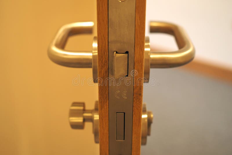 Side View of Chrome Door Handle in Modern Office Stock Image - Image of ...