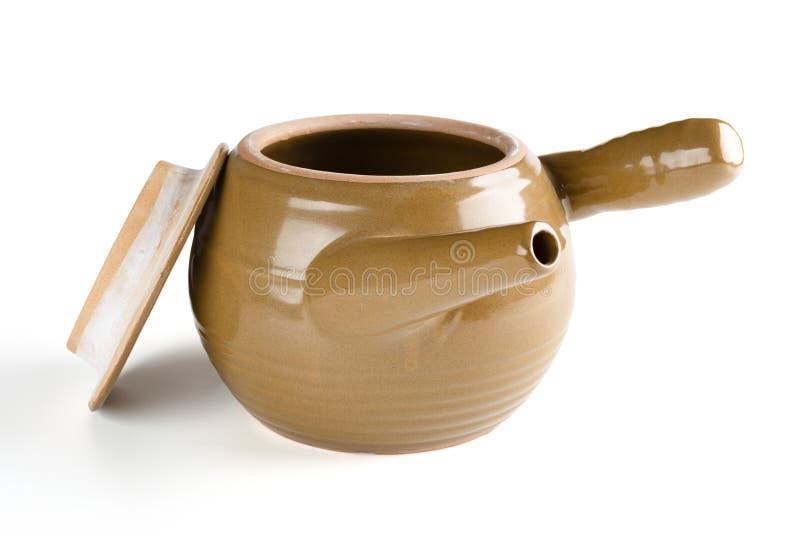 Side View Clay Pot for Boiling Herb Medicing with the Lid Open Stock ...
